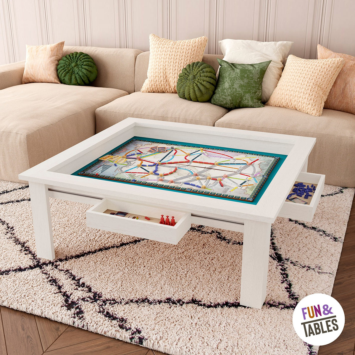 Mesa cuadrada baja blanco polar – FunandTables